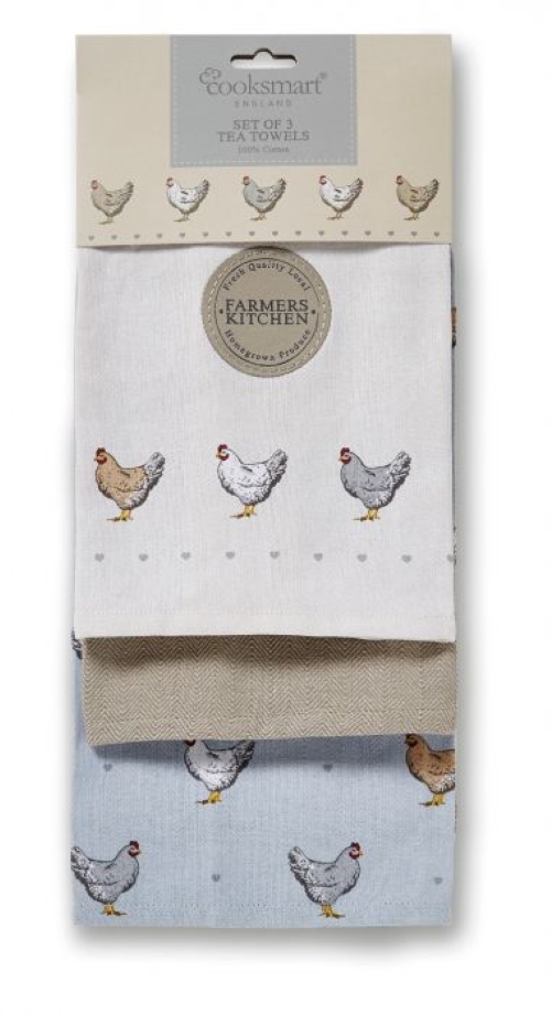 Cooksmart Farmers Kitchen Tea Towel 3s
