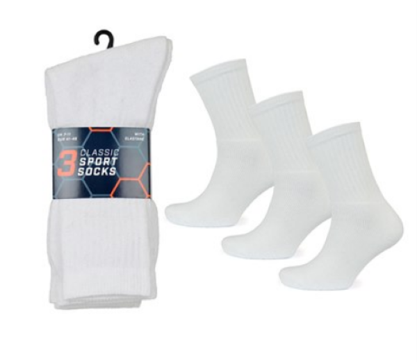 Mens 3 Pack White Sports Socks